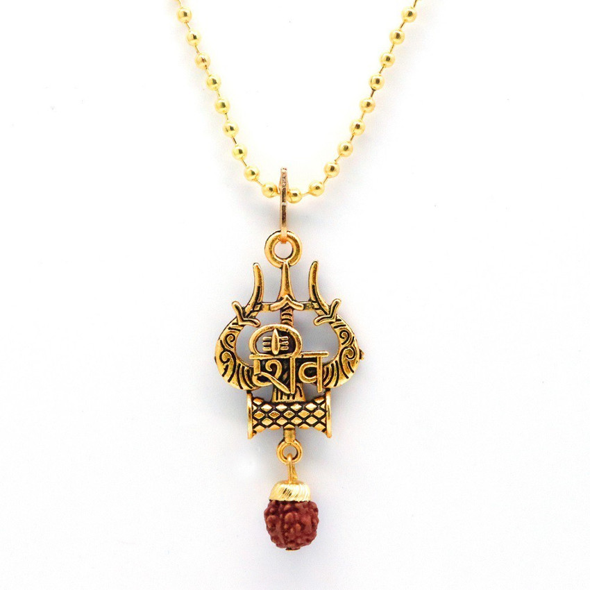 Mahadev Trishul Locket Gold Color For Mens And Womens Both