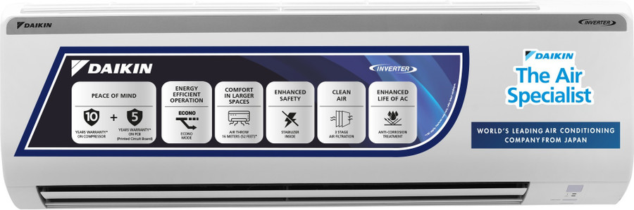 Daikin 1.5 Ton 5 Star Inverter Split AC (ATKM50UV16VA plusRKM50UV16VA ...