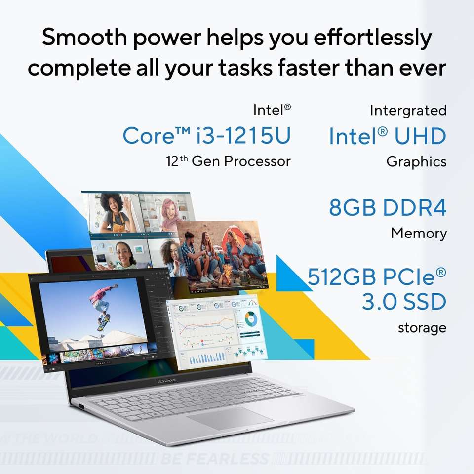 ASUS Vivobook 15, with Backlit Keyboard, Intel Core i3 12th Gen 1215U ...