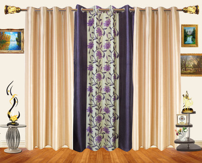 47% OFF on Decor Bazaar Polyester Beige Floral Eyelet Curtain on ...