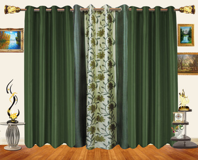50% OFF on Decor Bazaar Polyester Dark Green Solid Eyelet Curtain on ...