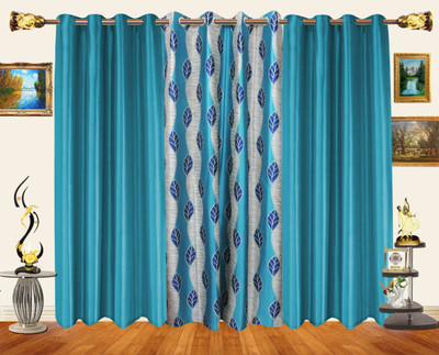 47% OFF on Decor Bazaar Polyester Light Blue Abstract Eyelet Curtain on ...