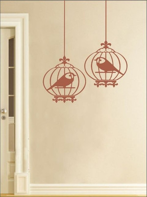 82% OFF on Wall1ders Birds With Hanging Cage PVC Vinyl Sticker Sticker ...